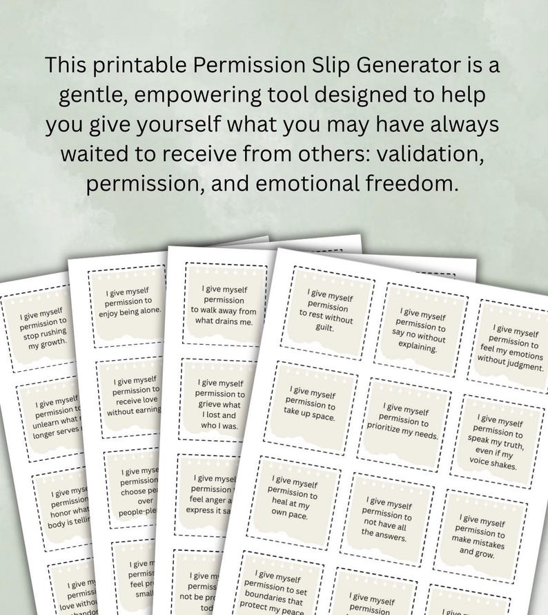 Permission Slip Generator Printable Mental Health Affirmations Self ...