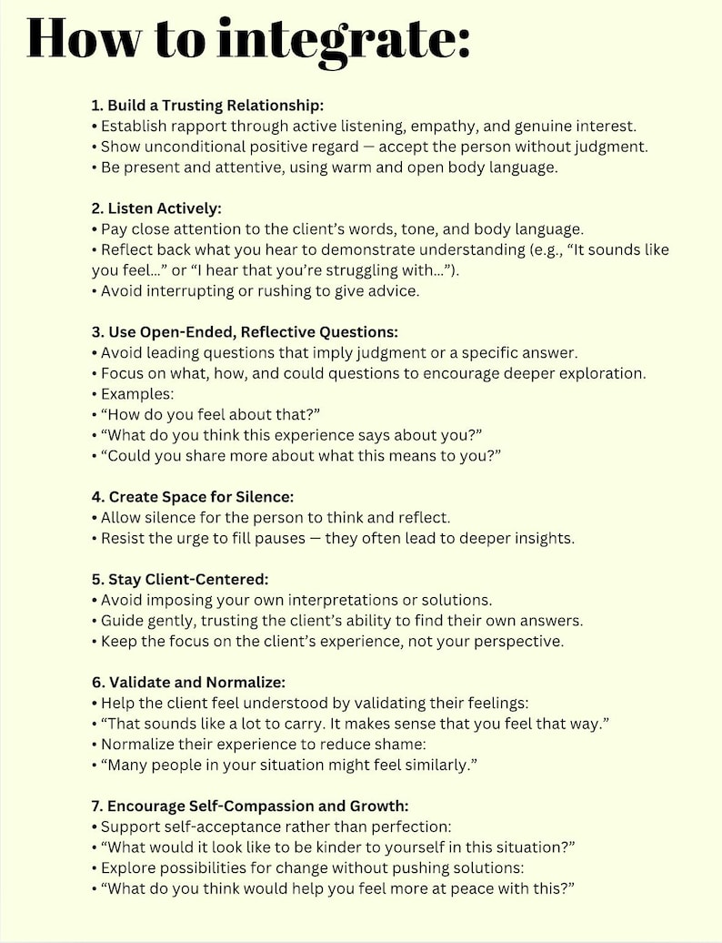 Person-centered Therapy Questions, Self-reflection Toolkit (PDF ...