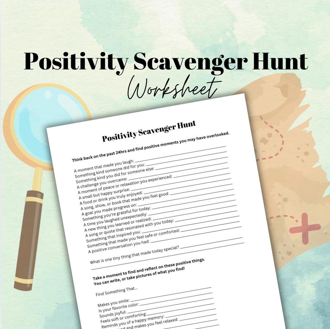 Mindfulness Scavenger Hunt Reflection Activity Positivity Therapy ...