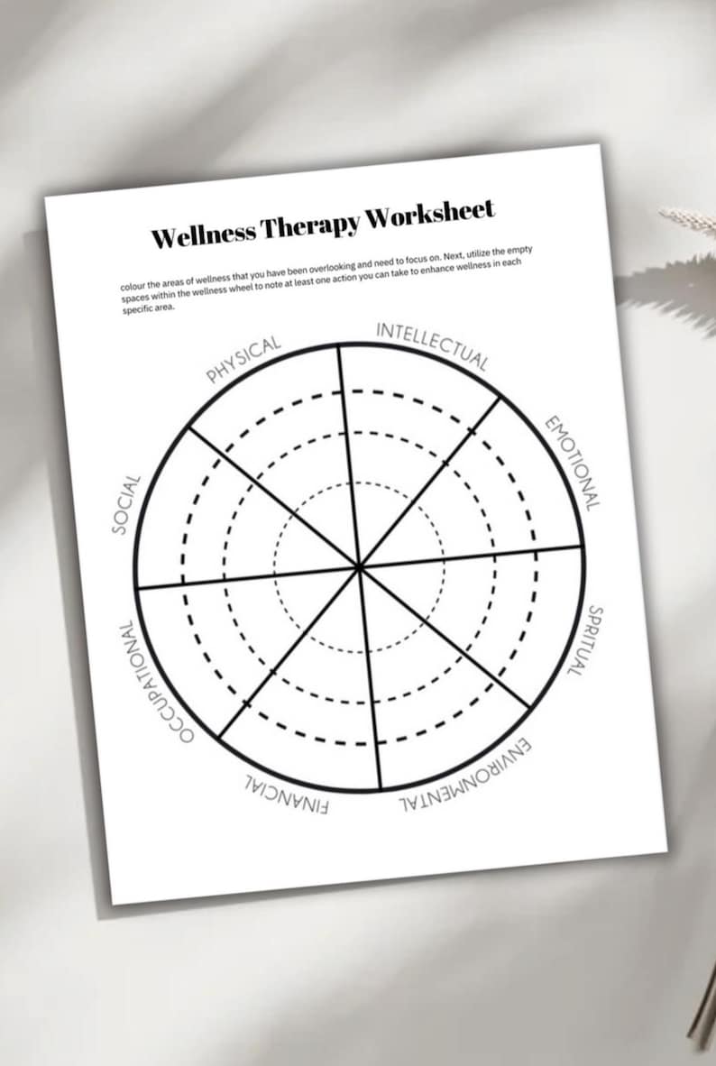 Wellness Wheel Therapy Worksheet Wellness Log Therapist Toolkit for ...