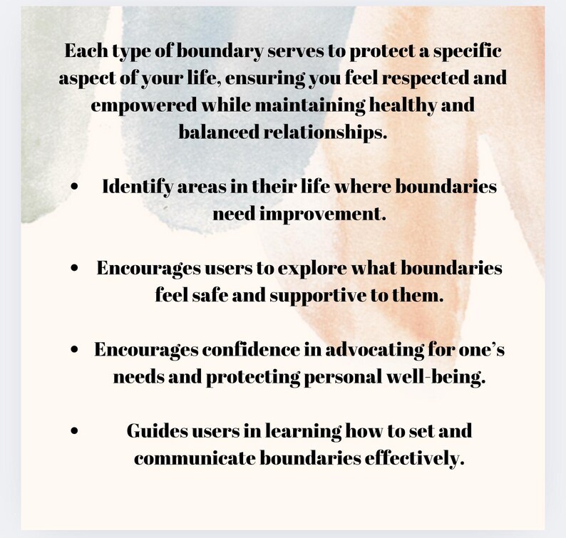 Healthy Boundaries Worksheet: Therapy Tool for Relationships (PDF) - Etsy