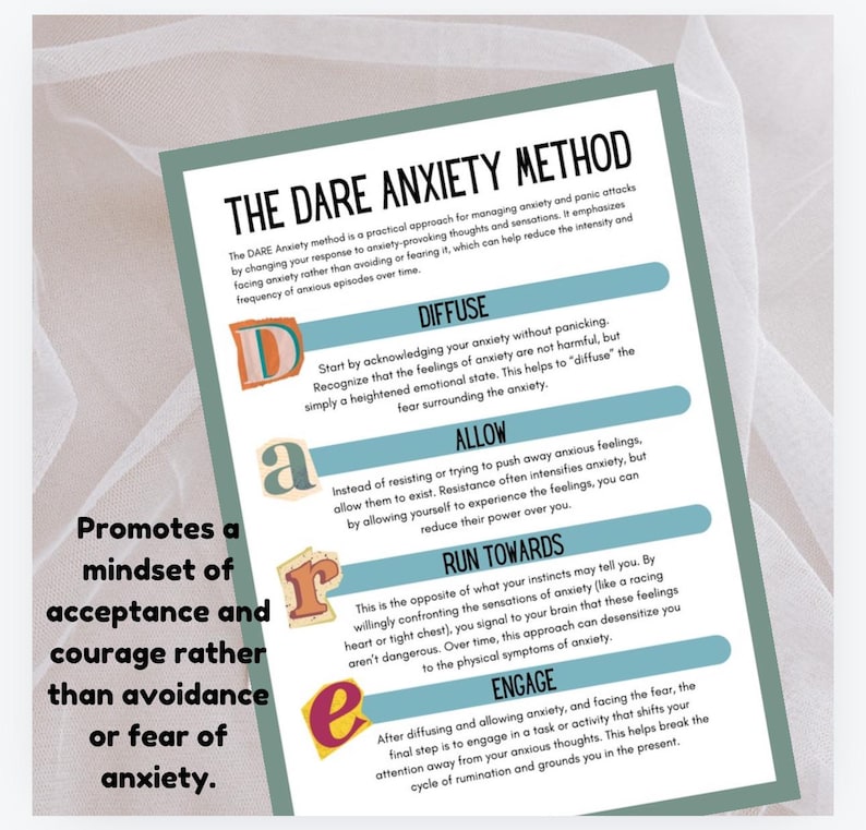 Anxiety Coping Skills DARE Method Therapist Tool Client Handout ...