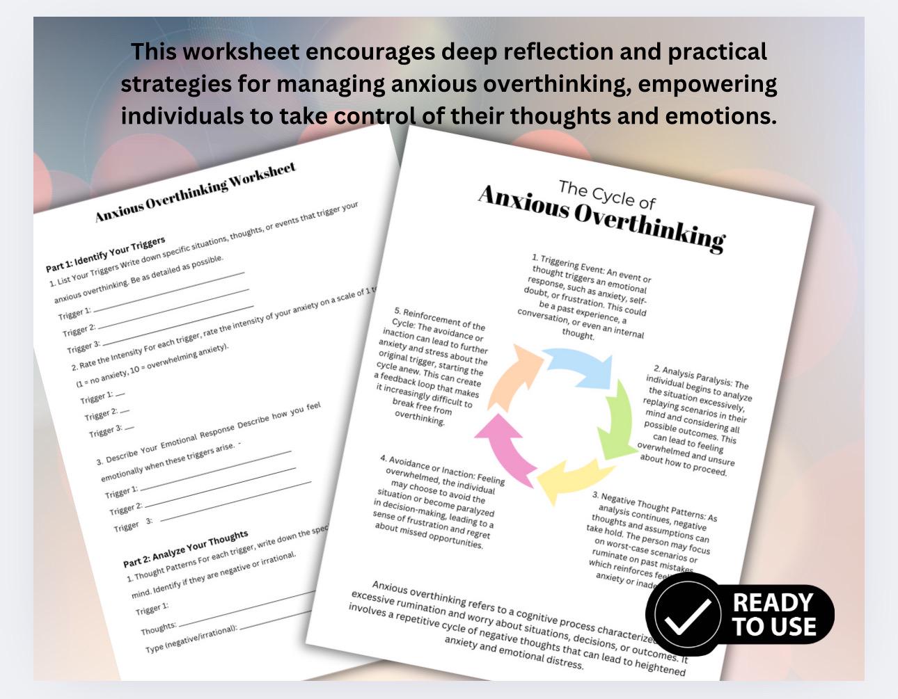 Managing Anxious Overthinking Coping With Anxiety Relief Worksheets ...