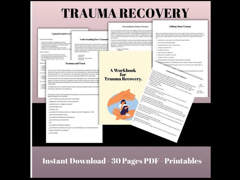 Trauma Worksheets and PTSD Workbook CBT Printable Exercises Coping ...
