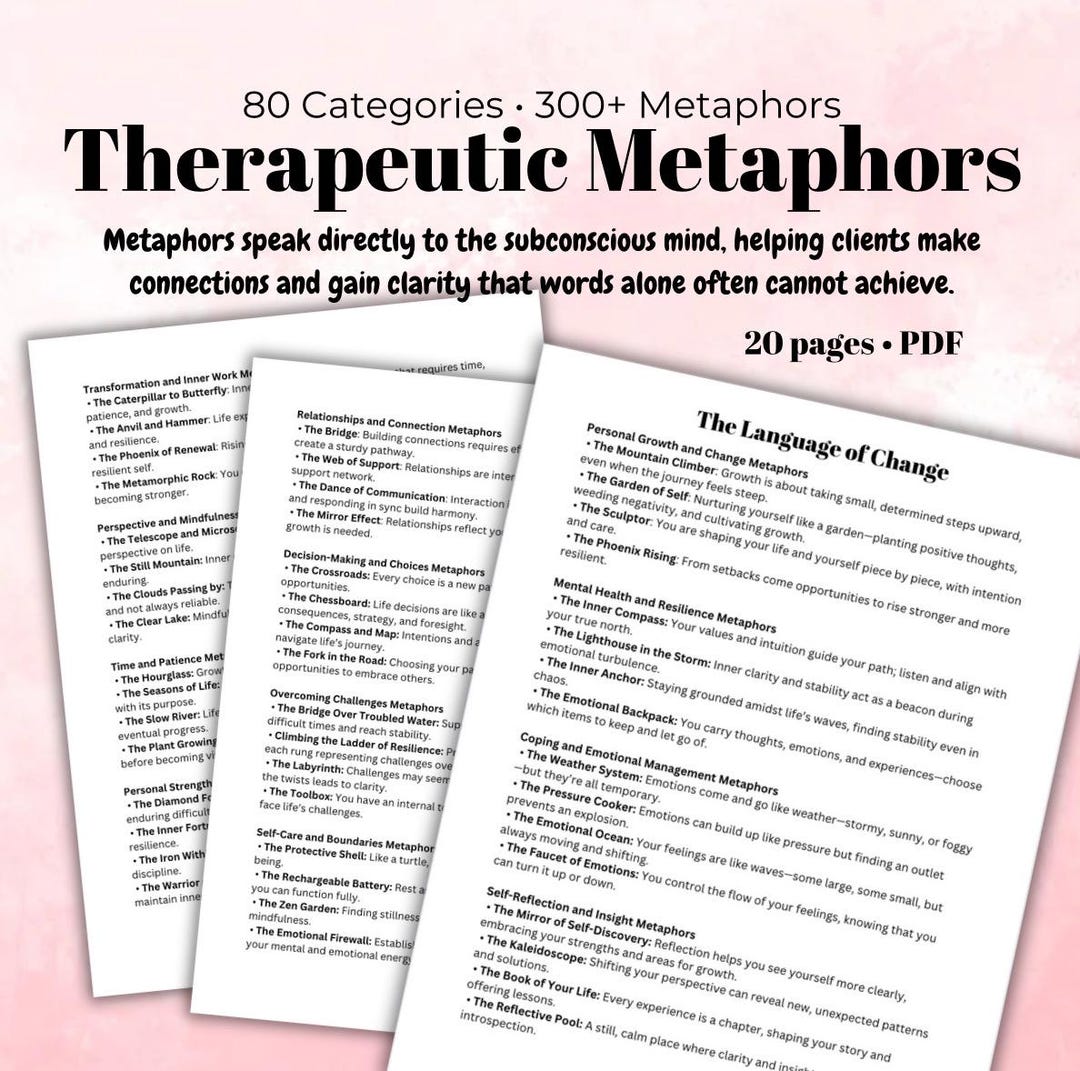 Therapy Metaphors & Analogies Tool for Emotional Growth Mental Health ...