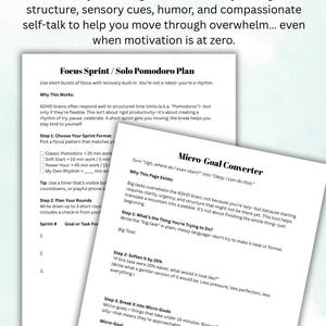 ADHD Focus Worksheet Printable Body Doubling Executive Dysfunction ...