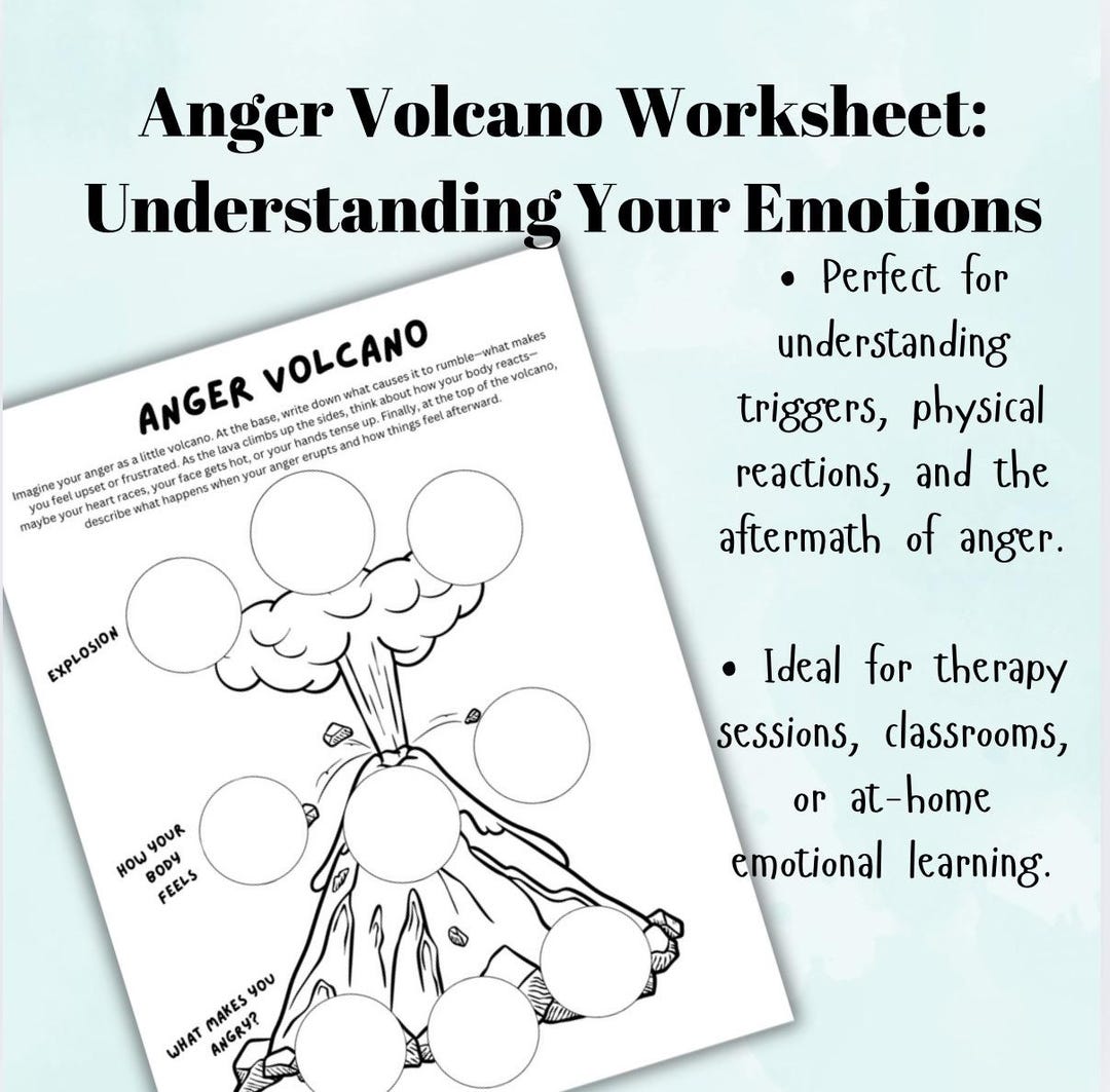 Anger Volcano Worksheet: Emotional Regulation Tool (PDF) - Etsy