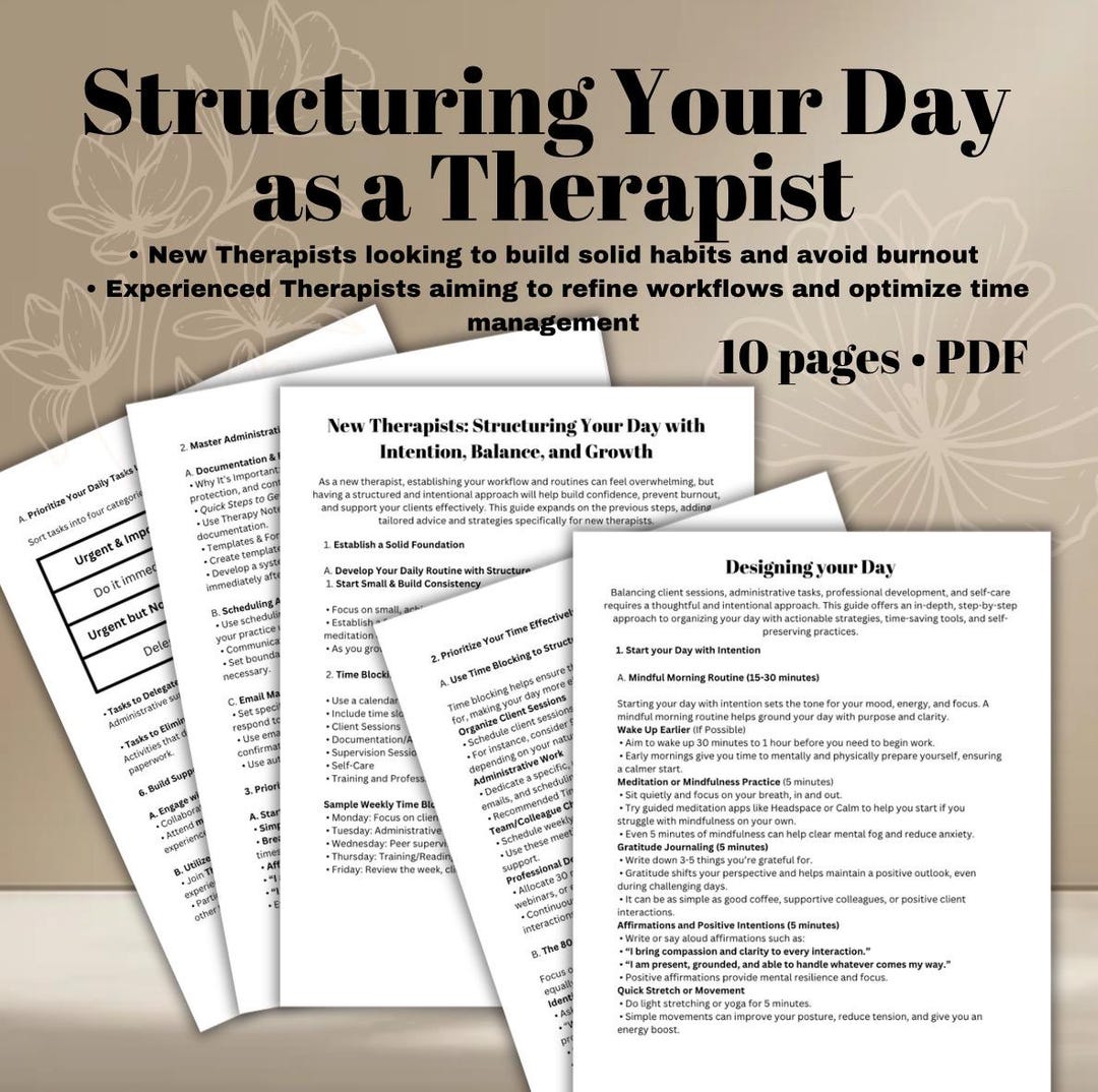 Therapist Daily Schedule Blueprint | Workflow & Time Management (PDF ...