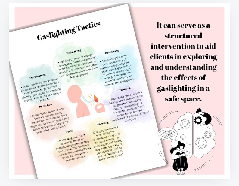 Gaslighting Tactics Worksheet: Identify Manipulation, Therapy Tool (PDF ...