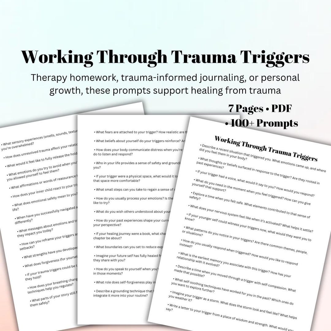 Working Through Trauma Triggers Deep Exploration Journal Prompts Trauma ...