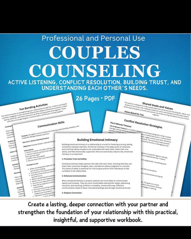 Couples Therapy Workbook | Relationship Communication, Conflict ...