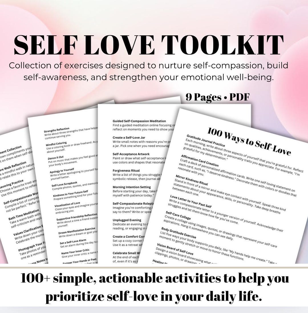 100 Ways to Self Love Emotional Wellness Toolkit Therapy Resource Self ...