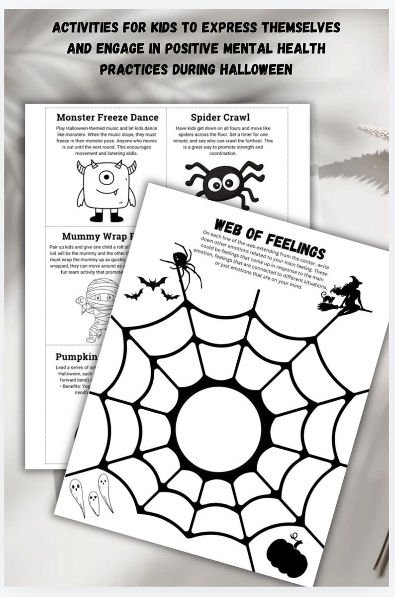 Halloween Mental Health Activity Pack: Kids Feelings Worksheets Fun ...