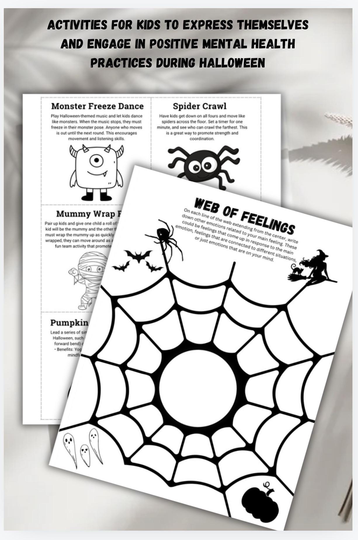Halloween Mental Health Activity Pack: Kids Feelings Worksheets Fun ...