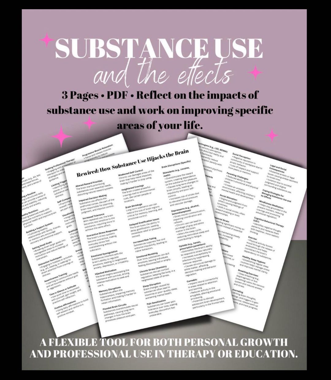 Substance Use and Effects Cheat Sheet Addiction Reference Guide Coping ...