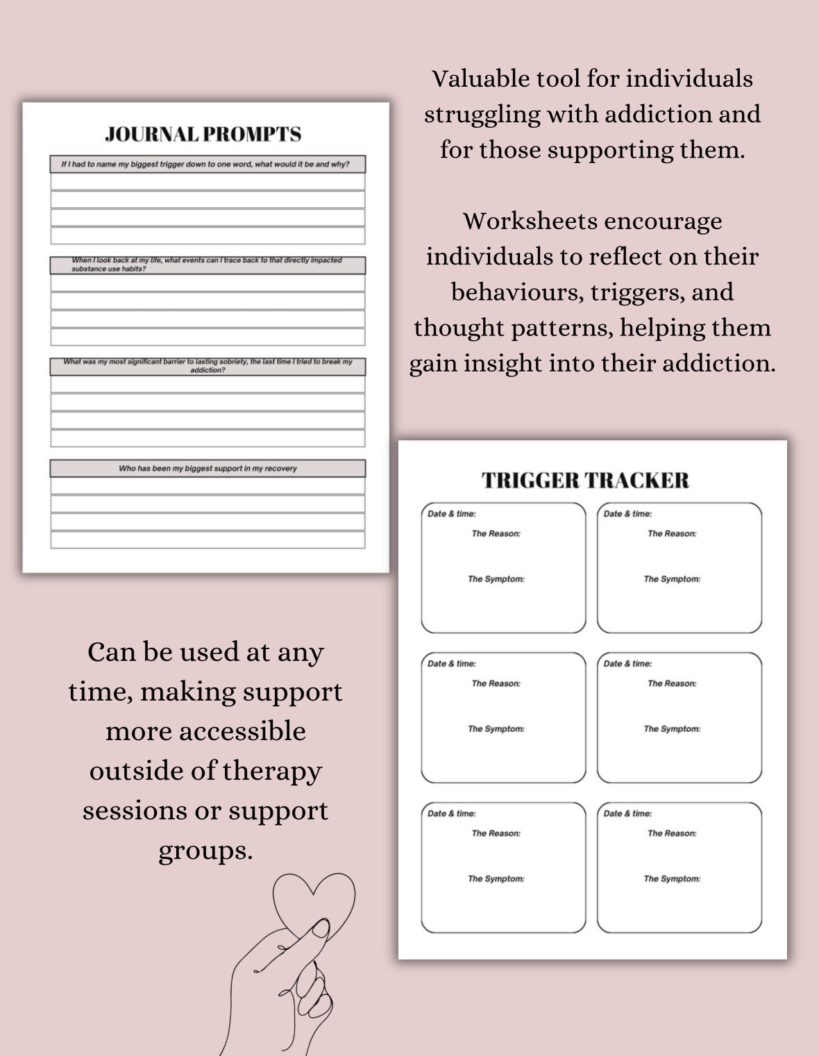 Addiction Recovery Worksheets for Addiction Sobriety Planner for ...