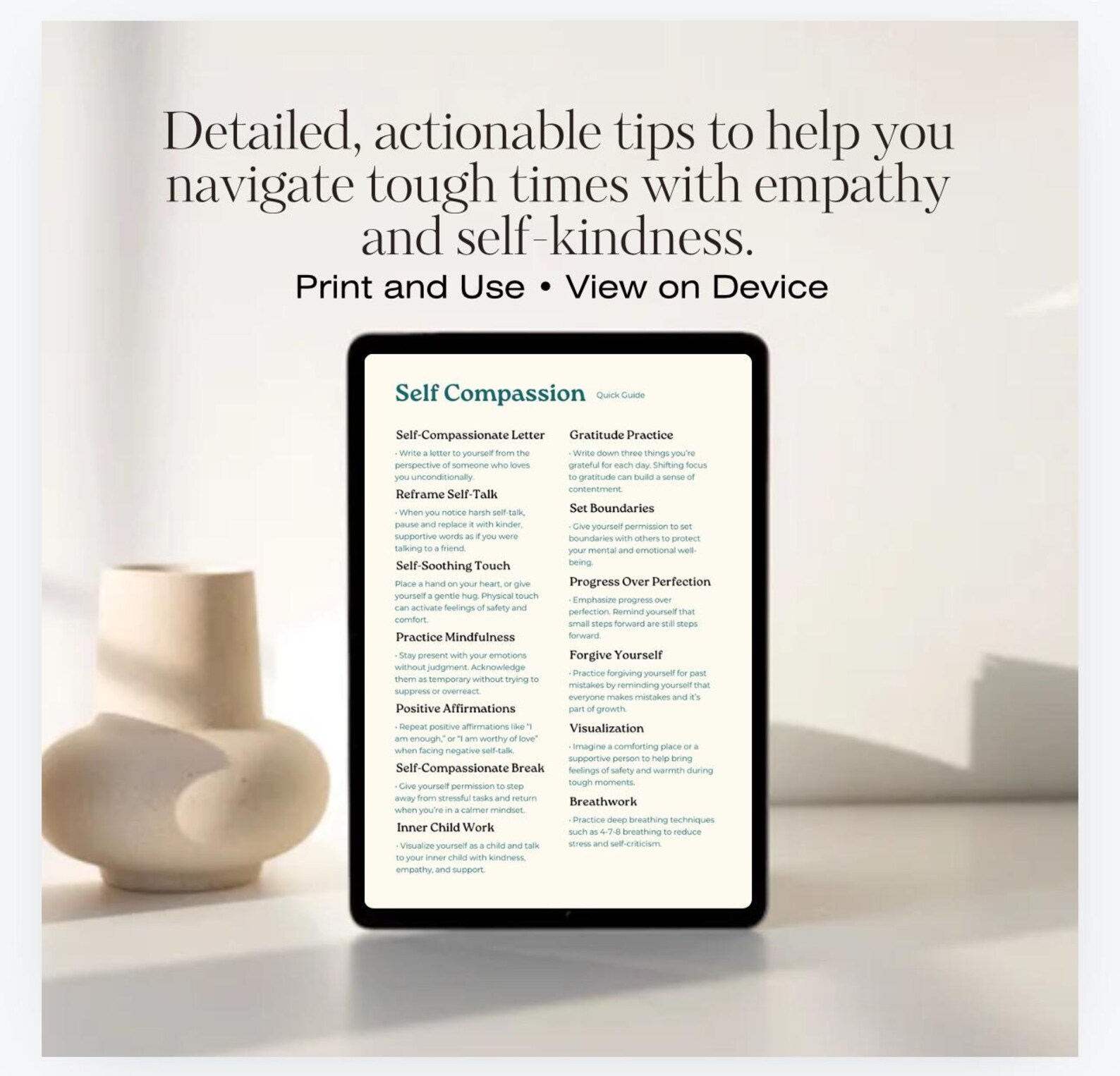 Self Compassion Cheat Sheet Mindfulness & Self-care Strategies ...