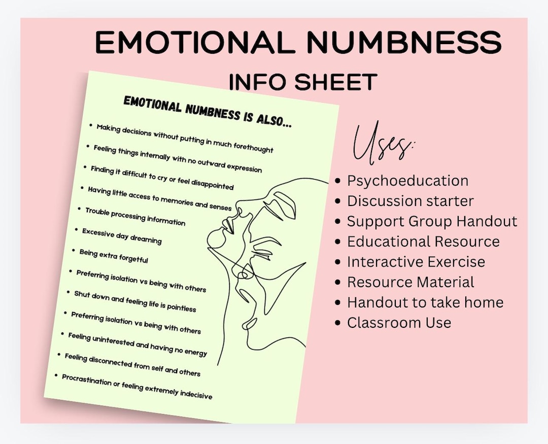 Emotional Numbness Printable Handout Take Home Resource Educational Info Sheet Therapy Toolkit ...