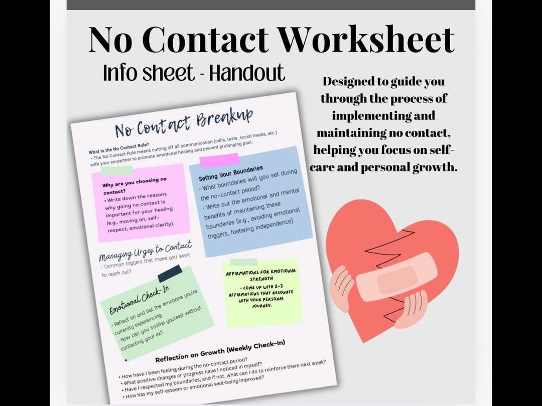 No Contact Rule Relationship Healing Worksheet Emotional Regulation ...