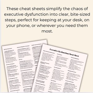 Executive Function Dysfunction Cheat Sheet Regulate Thoughts ...