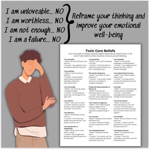 Toxic Core Beliefs Cheat Sheets Therapeutic Intervention Emotional ...