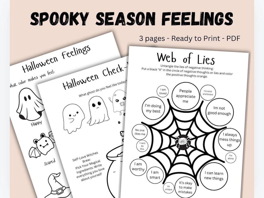 Children’s Halloween Mental Health Activity Sheets Spooky Theme for ...