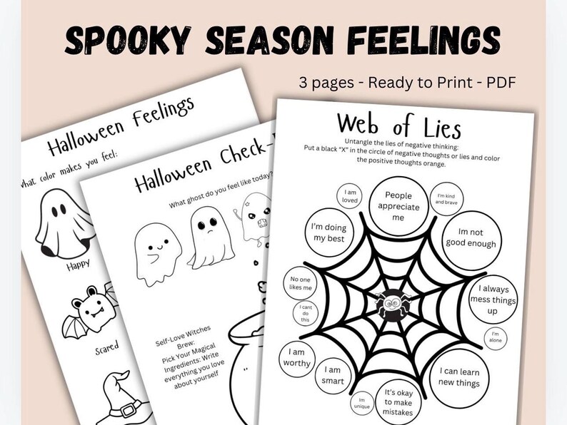 Children’s Halloween Mental Health Activity Sheets Spooky Theme for ...