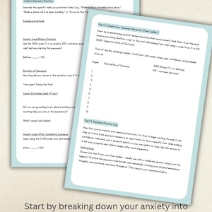 Anxiety Exposure Hierarchy Worksheet Behavioral Therapy Tool Step by ...