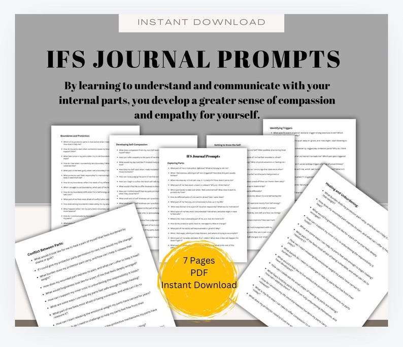 IFS Parts Therapy Journal: Self-mapping Prompts (PDF) - Etsy