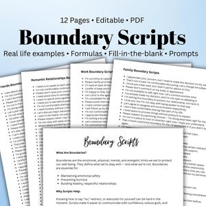Boundary Scripts Soft & Firm Templates Practice Worksheets Script ...