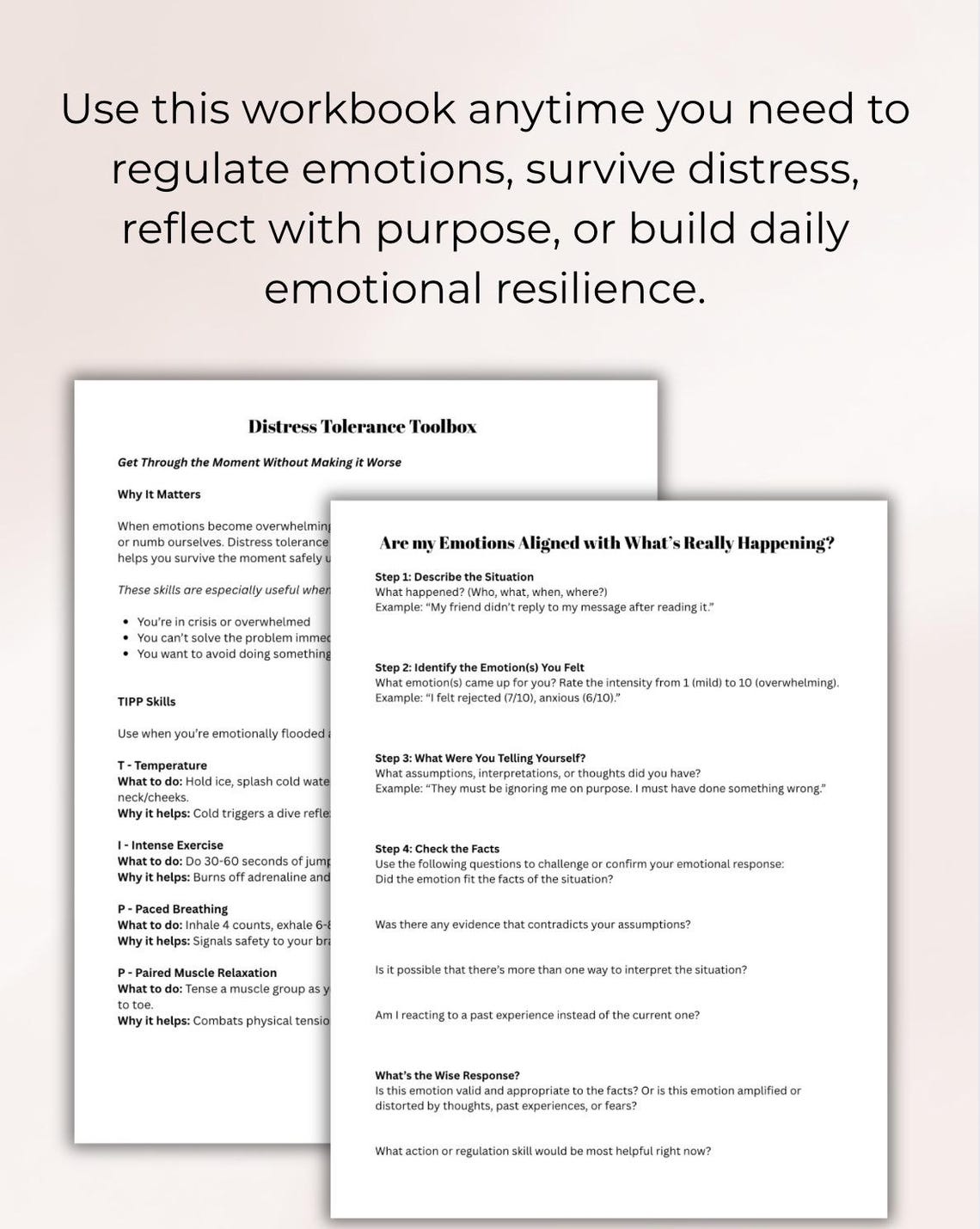 DBT Emotion Regulation Toolkit Worksheets for Distress Tolerance ...