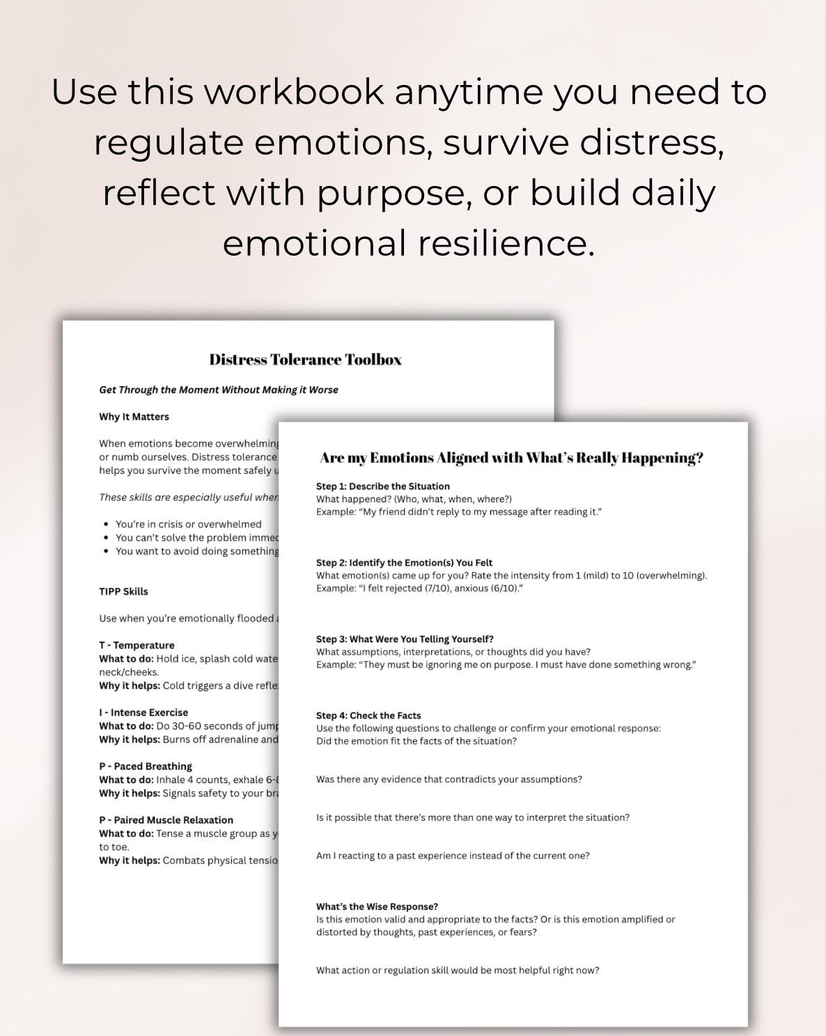 DBT Emotion Regulation Toolkit Worksheets for Distress Tolerance ...