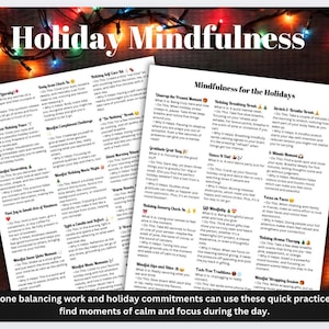 Christmas Mindfulness Cheat Sheet Anxiety and Holiday Stress Therapy ...