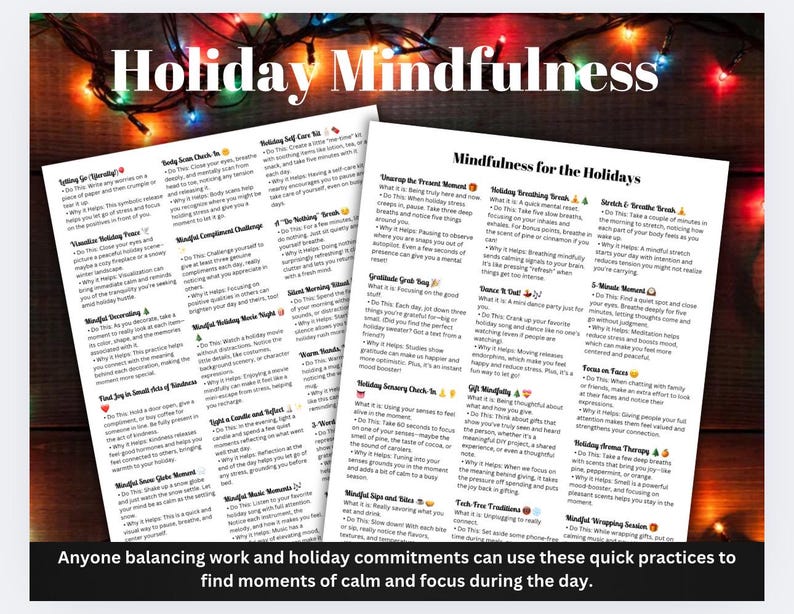 Christmas Mindfulness Cheat Sheet Anxiety and Holiday Stress Therapy ...
