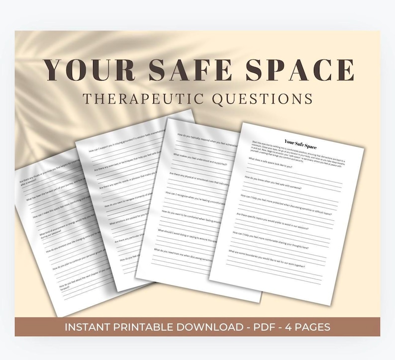 Safe Space Therapy Questions Worksheet (PDF Download) - Etsy