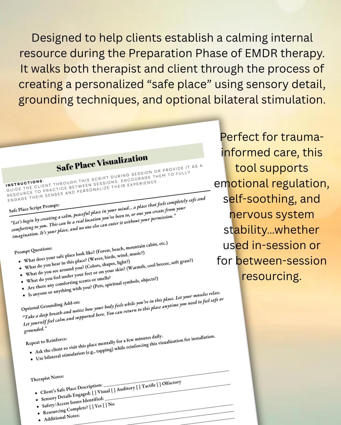EMDR Clinical Documentation Set for Therapists Session Template Safe ...