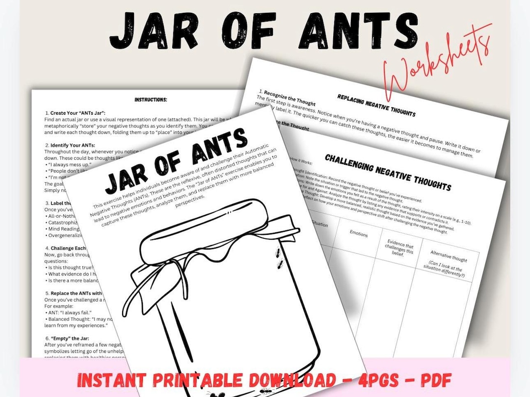 Jar of ANTS Child Therapy Tool CBT Exercise for Negative Thinking ...