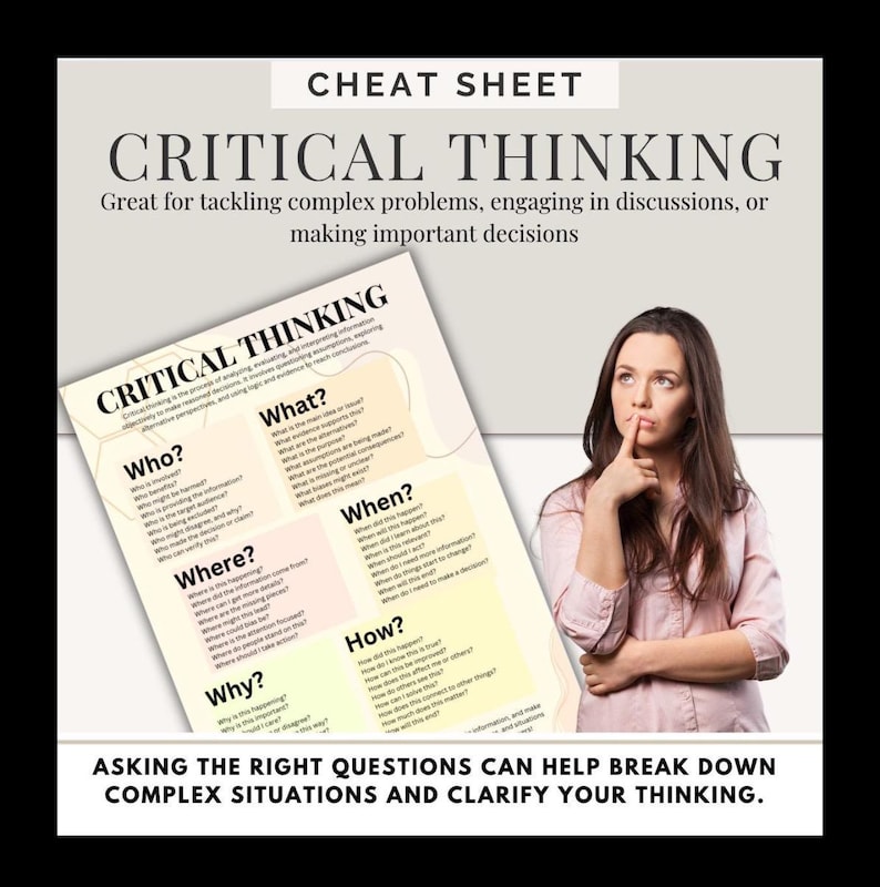 Critical Thinking Cheat Sheet Life Skills Social Learning - Etsy