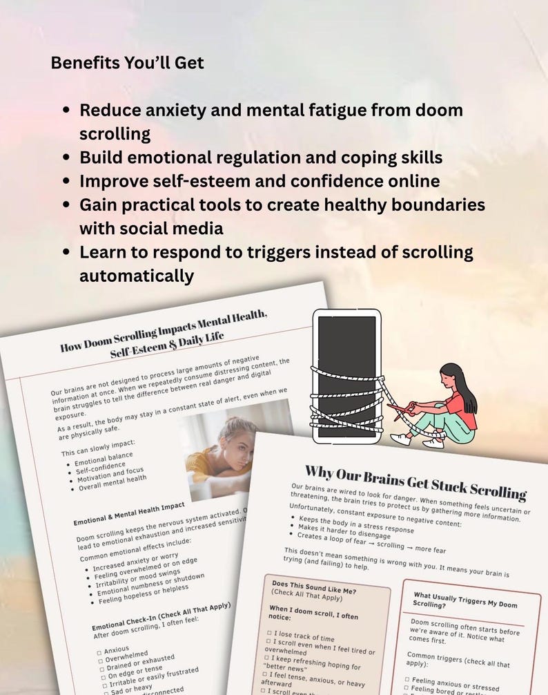 Doom Scrolling Worksheet | Anxiety & Digital Detox (PDF) - Etsy
