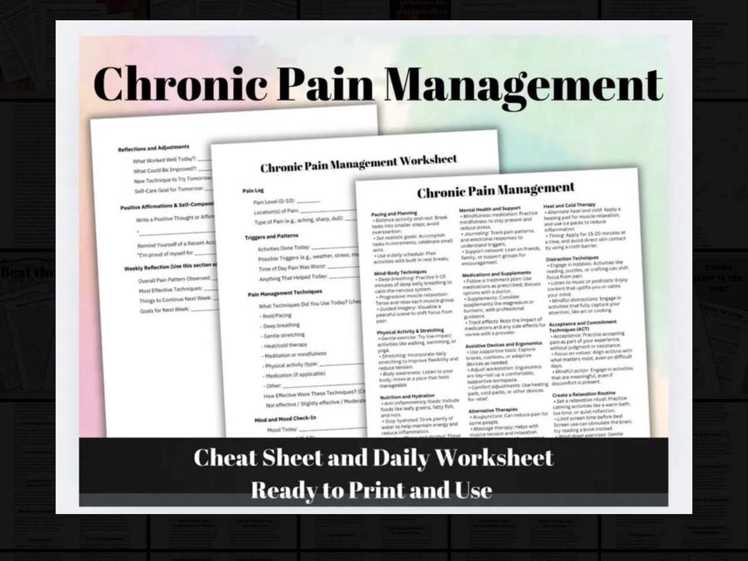 Chronic Pain Management Cheat Sheet & Worksheet (printable PDF) - Etsy