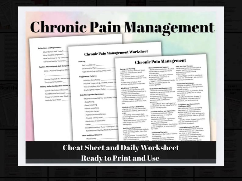 Chronic Pain Management Cheat Sheet Chronic Pain Worksheet - Etsy