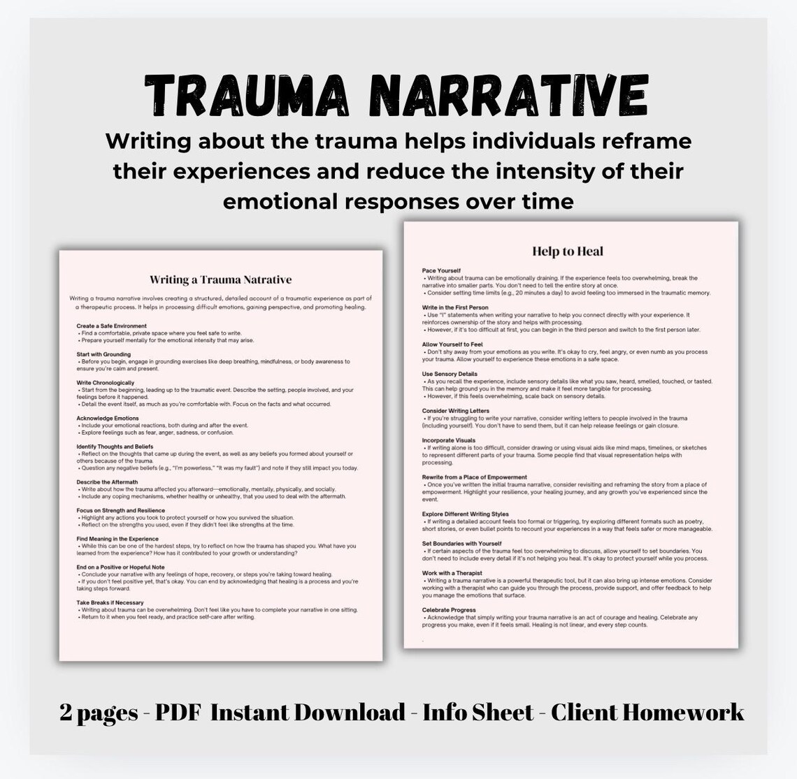 Trauma Narrative Worksheet: Recovery, Resilience & Empowerment (PDF ...