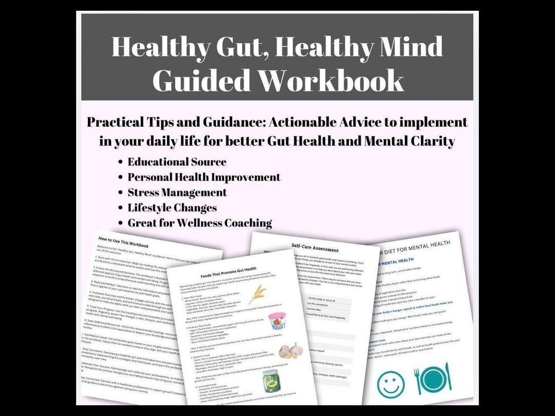 Gut Health Dietary Workbook Mental Health Gut-brain Axis Mind Body ...