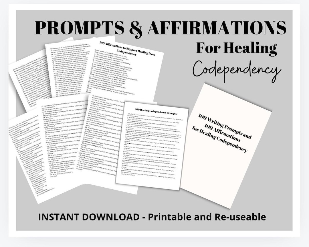 Codependency Worksheets Journal Prompts Healing Affirmations Emotional ...