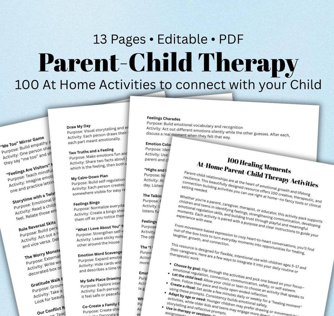 Parent-child Therapy Activities A Resource for Families Therapist Tool ...
