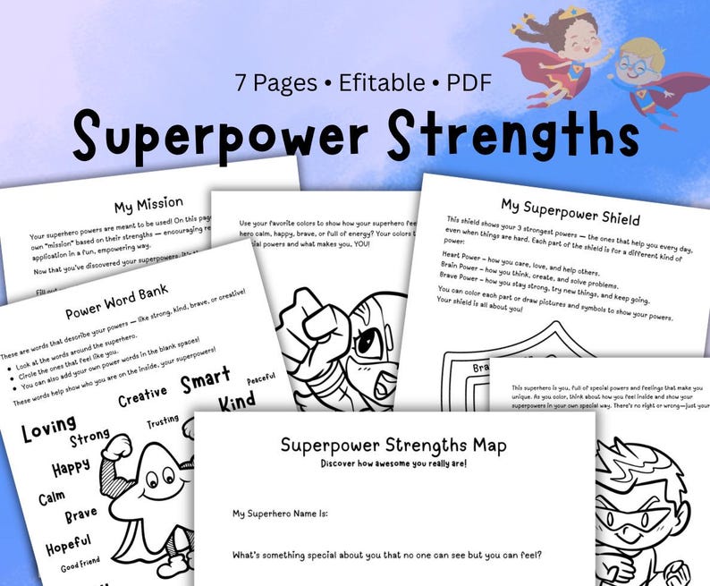 Superhero Strengths Worksheet: Kids' Confidence Builder, SEL Activity ...