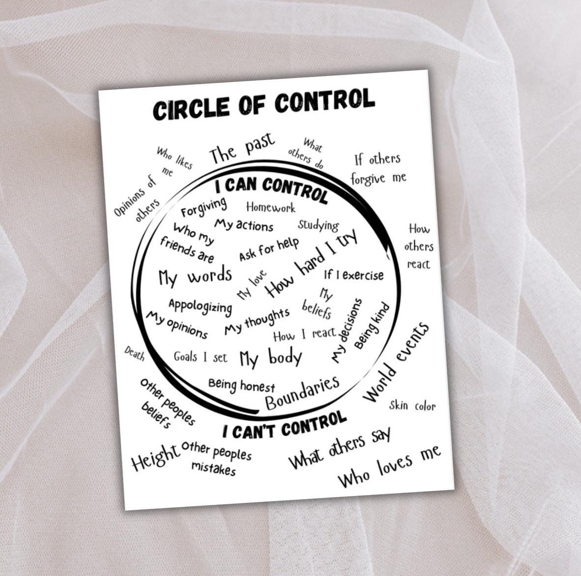Circle of Control Worksheet Group Therapy Resource Therapist Tool Let ...