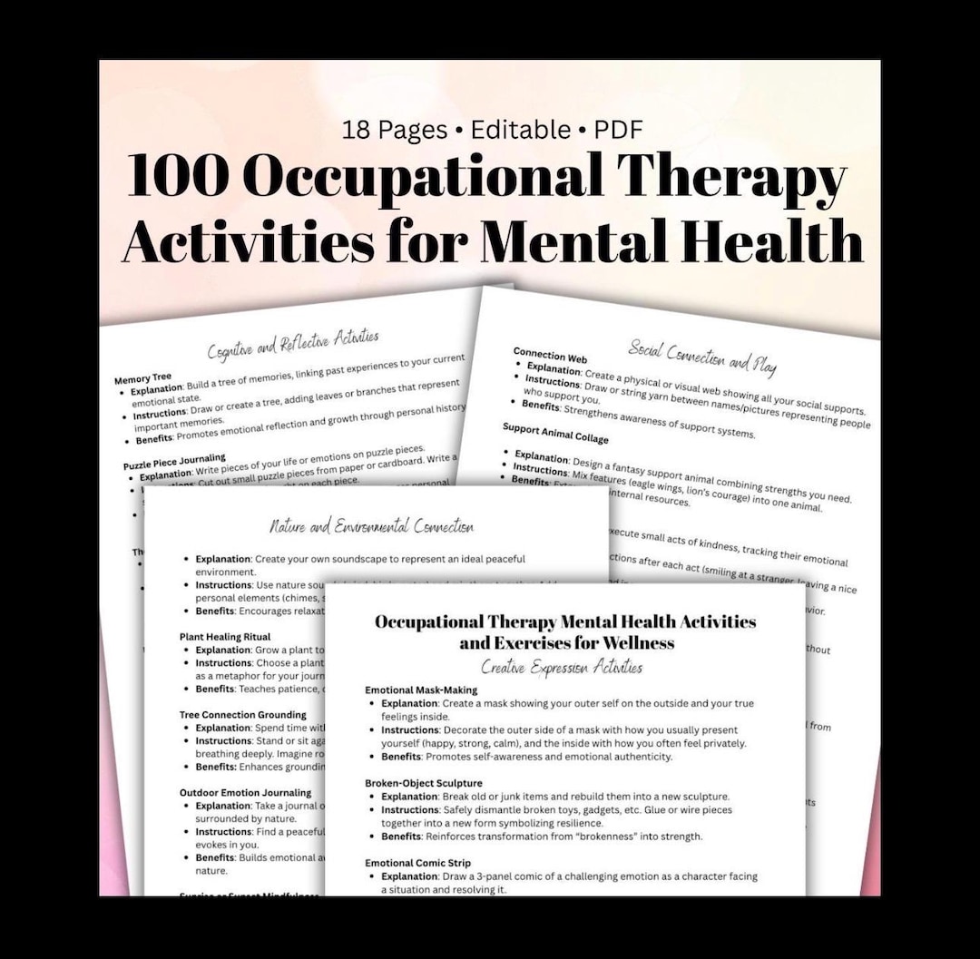 Occupational Therapy Wellness Toolkit 100 Activities for Mental Health ...