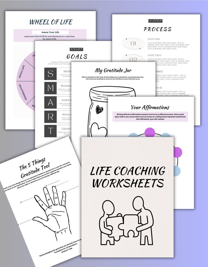 Coaching Worksheets Basic Templates Life Coach Toolkit Client Homework ...
