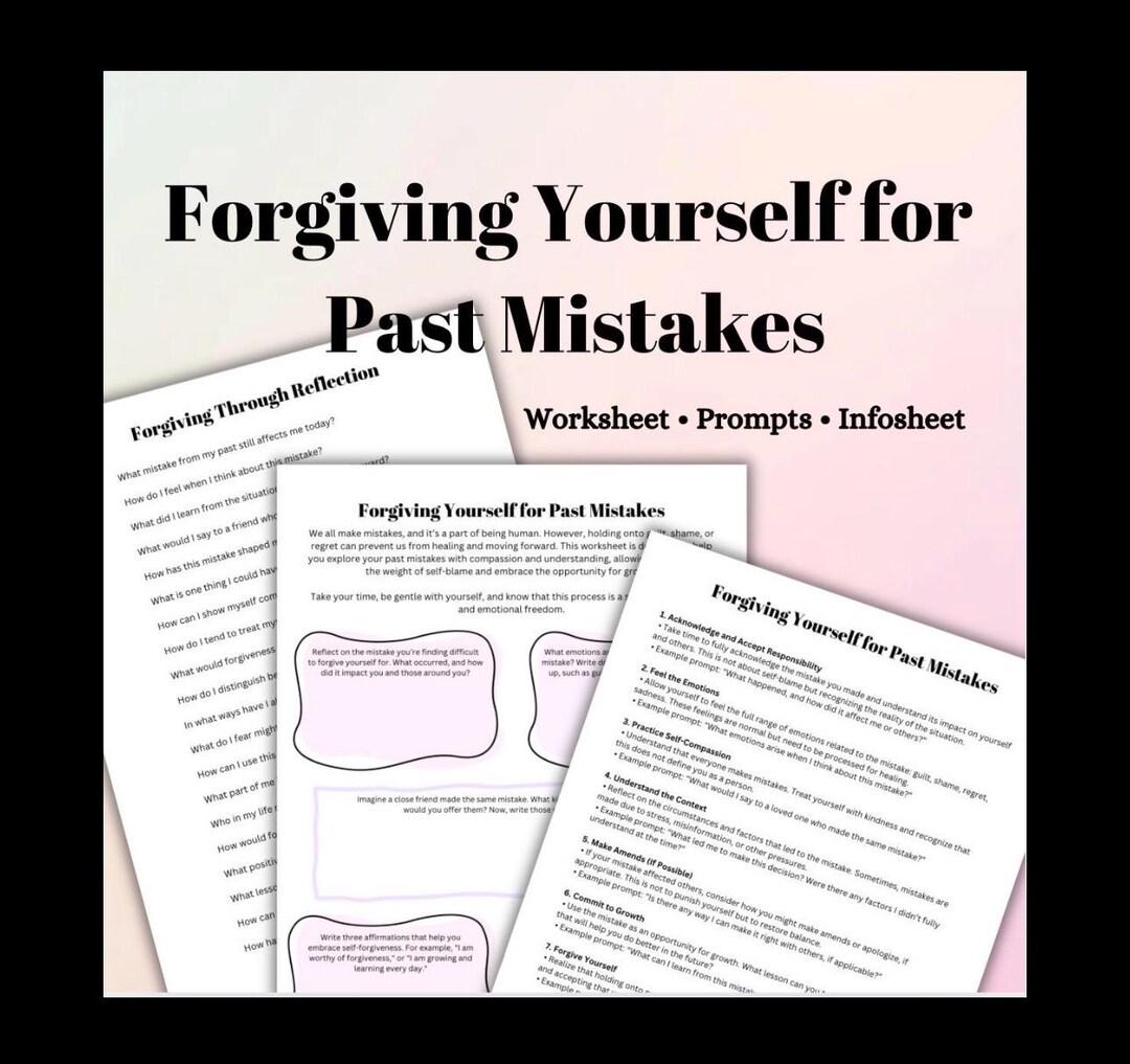 Self-forgiveness Worksheet: Guided Prompts for Emotional Healing (PDF ...